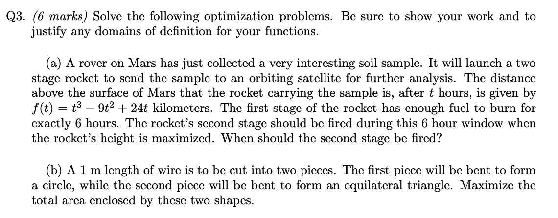 Solved 3. ( 6 marks) Solve the following optimization | Chegg.com