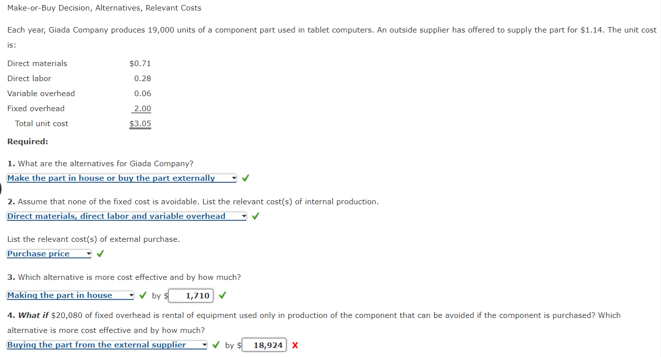 Solved Make-or-Buy Decision, Alternatives, Relevant | Chegg.com
