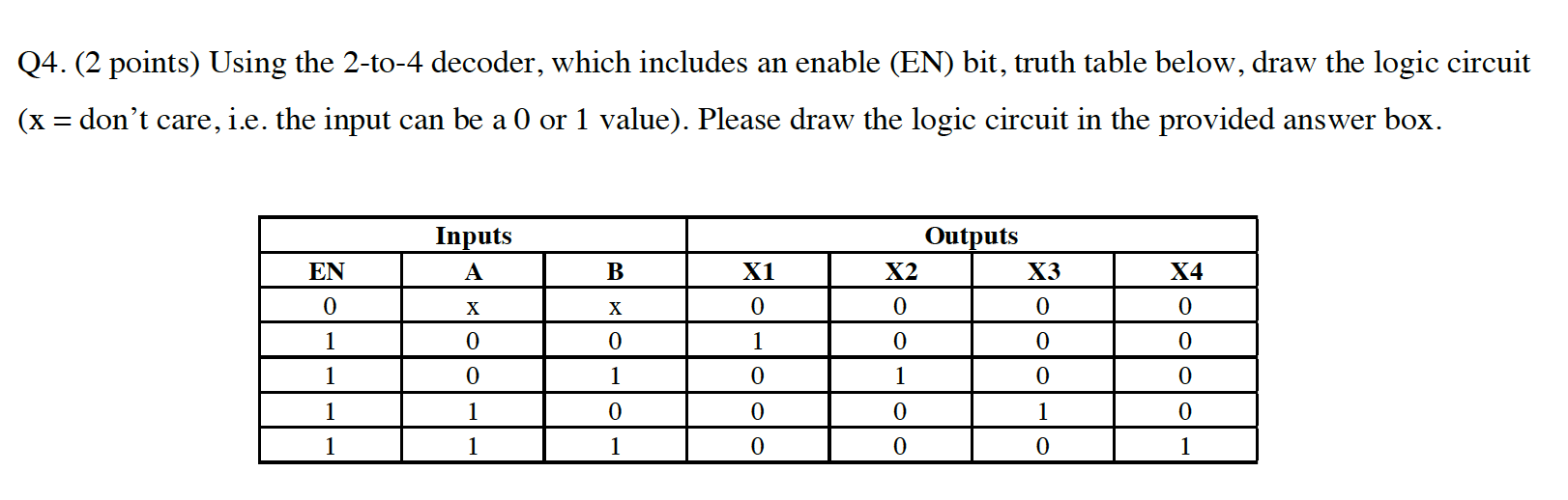 Solved Answer the below question with a decoder in the | Chegg.com