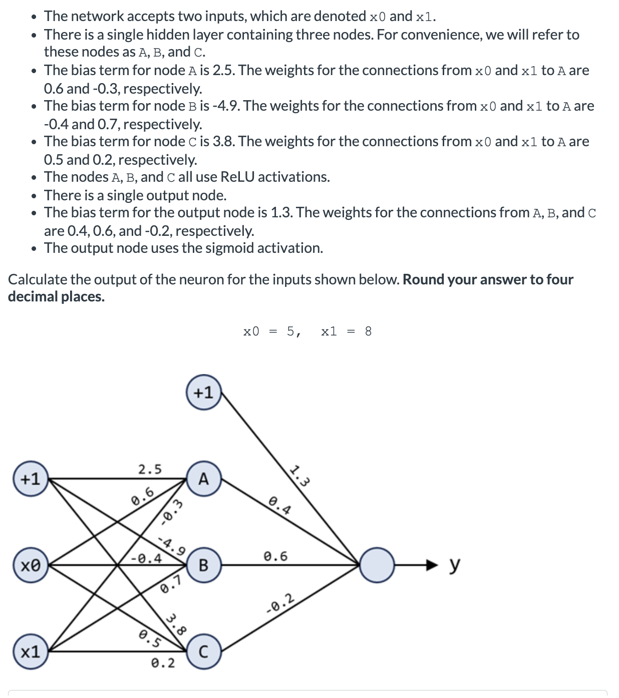 Solved - The network accepts two inputs, which are denoted | Chegg.com