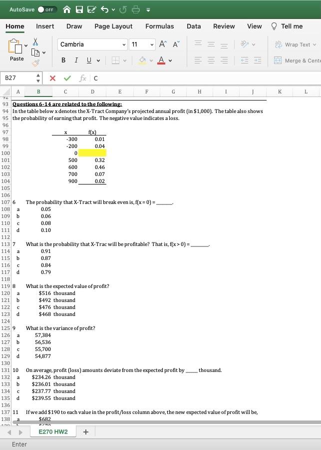 Solved AutoSave OFF Home Insert Draw Page Layout Formulas | Chegg.com