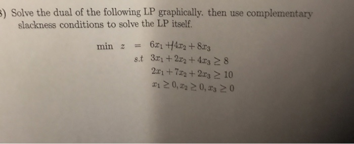 Solved ) Solve the dual of the following LP graphically. | Chegg.com