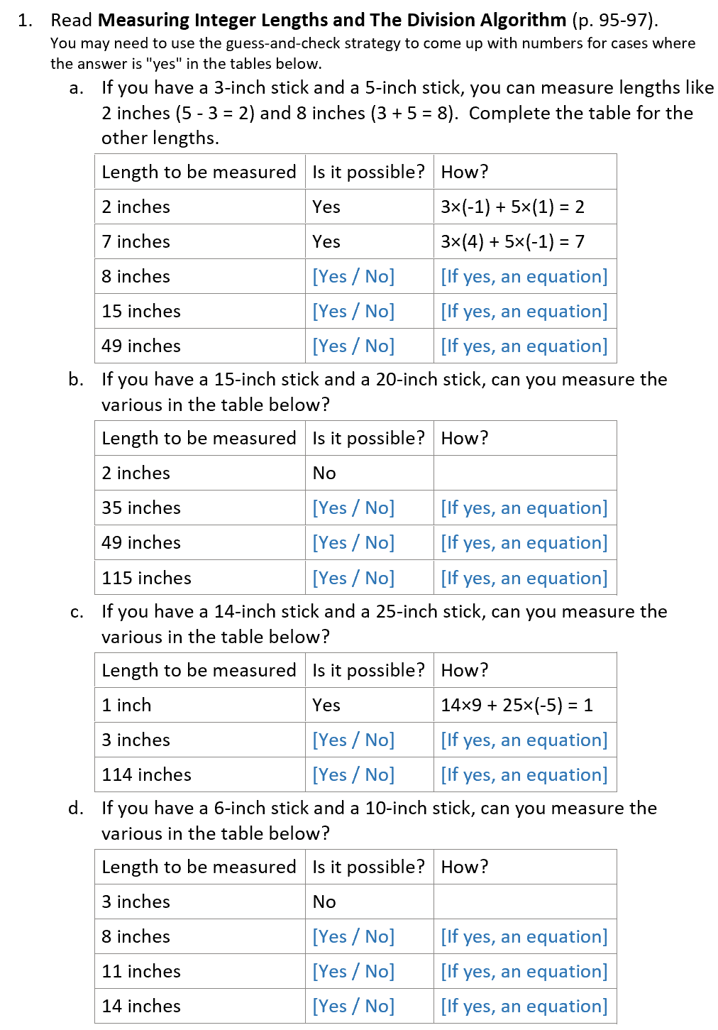 Solved 1. Read Measuring Integer Lengths and The Division | Chegg.com