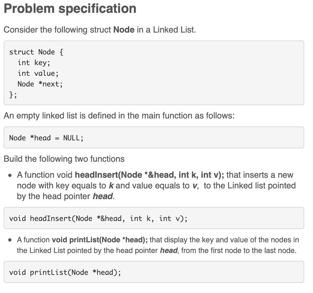 Solved Problem Specification Consider The Following Struct