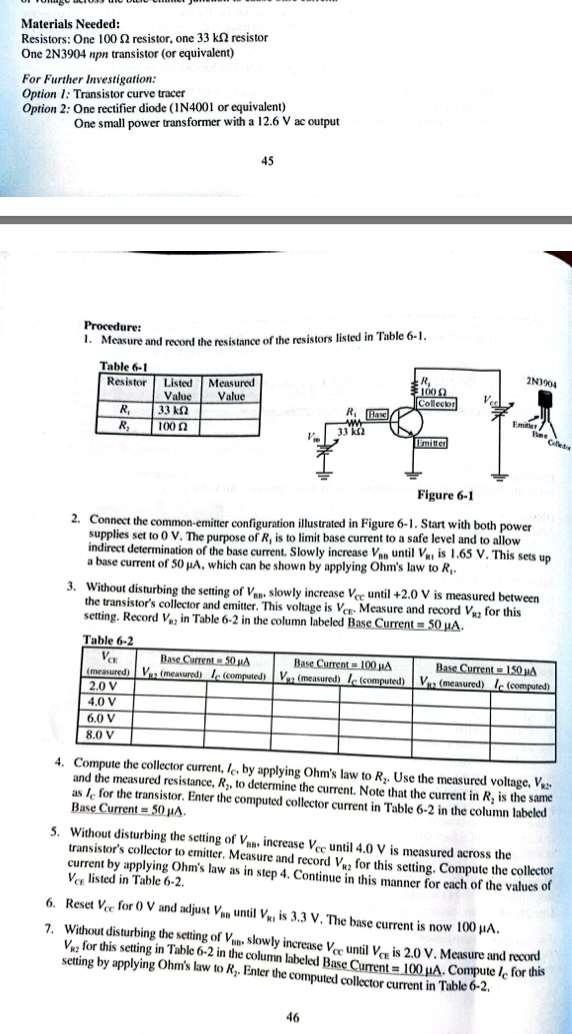 Solved Materials Needed: Resistors: One 100Ω resistor, one | Chegg.com