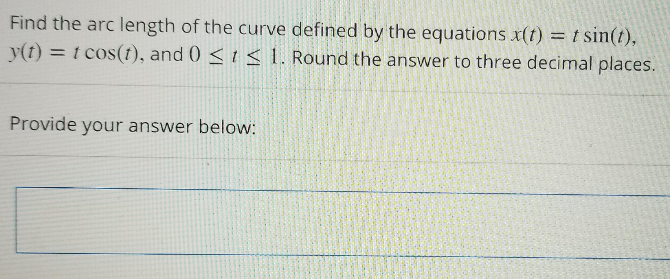 Solved Find the arc length of the curve defined by the | Chegg.com