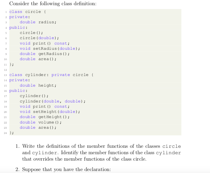 Solved 3 Consider the following class definition: i class | Chegg.com