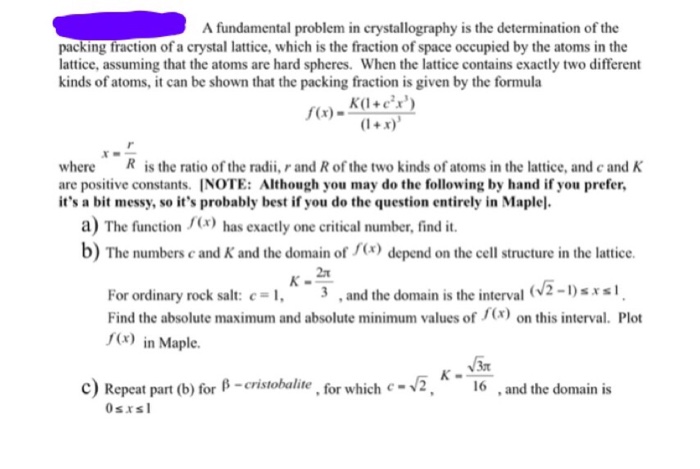 Solved A fundamental problem in crystallography is the | Chegg.com