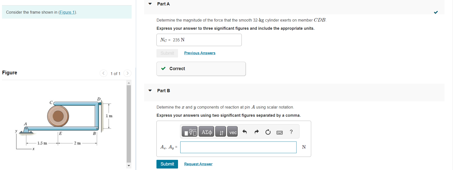 Solved Determine the magnitude of the force that the smooth | Chegg.com