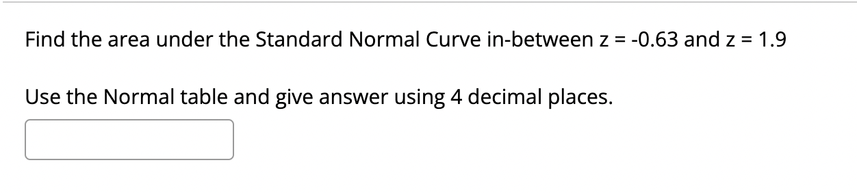 Solved Find the area under the Standard Normal Curve | Chegg.com
