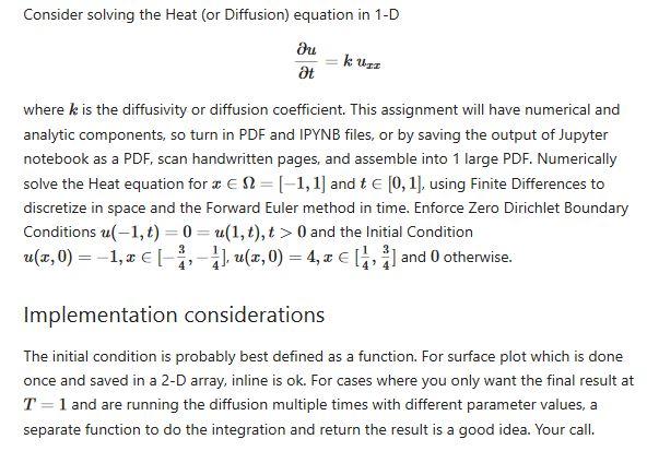 Consider solving the Heat (or Diffusion) equation in | Chegg.com