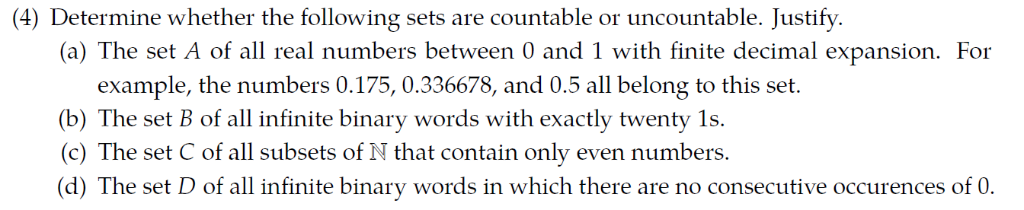 Solved (4) Determine whether the following sets are | Chegg.com