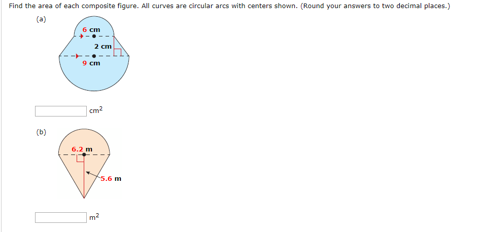 Solved Find the area of each composite figure. All curves | Chegg.com