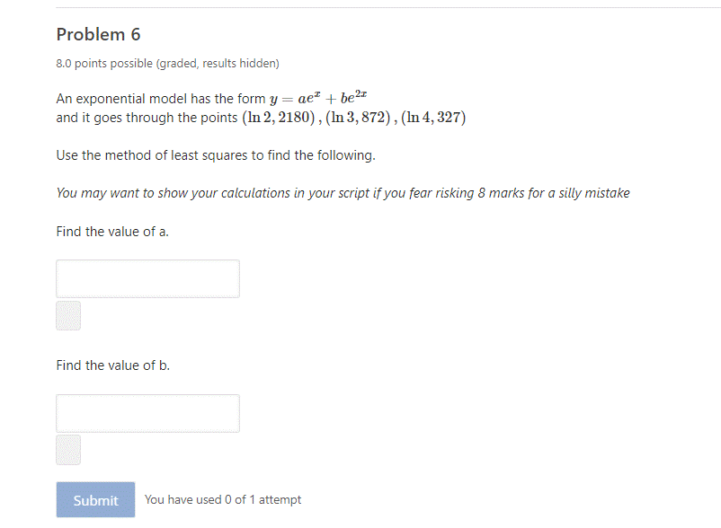 Solved Problem 6 8.0 points possible (graded, results | Chegg.com
