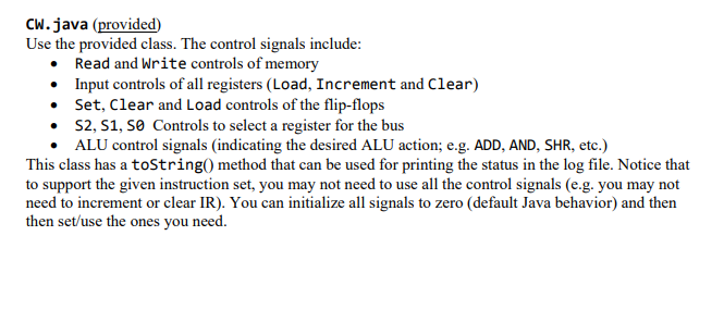 Solved Control Unit Emulator to Emulate a Basic Computer | Chegg.com