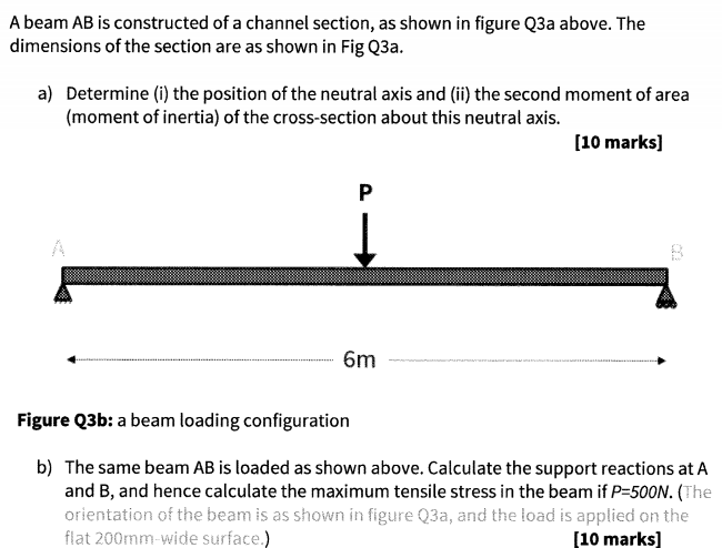 Solved 100 30. 30. Figure Q3a: cross section of a beam A | Chegg.com