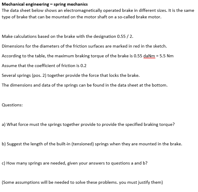 Mechanical engineering - spring mechanics The data | Chegg.com