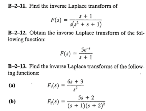 Solved B-2-11. Find the inverse Laplace transform of S +1 | Chegg.com