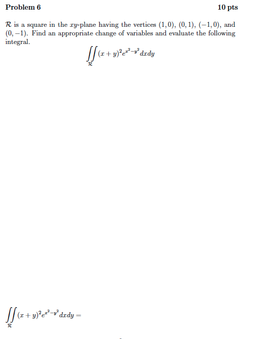 Solved R is a square in the xy-plane having the vertices | Chegg.com