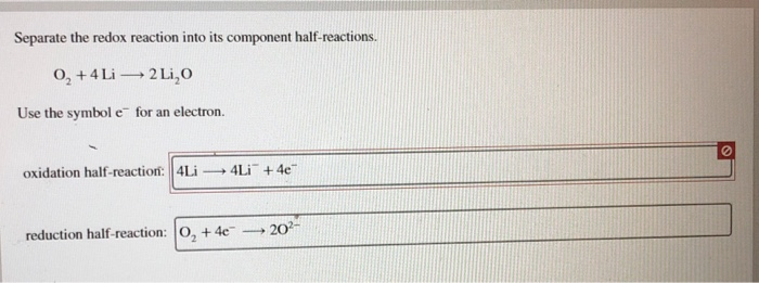 Solved Separate the redox reaction into its component | Chegg.com