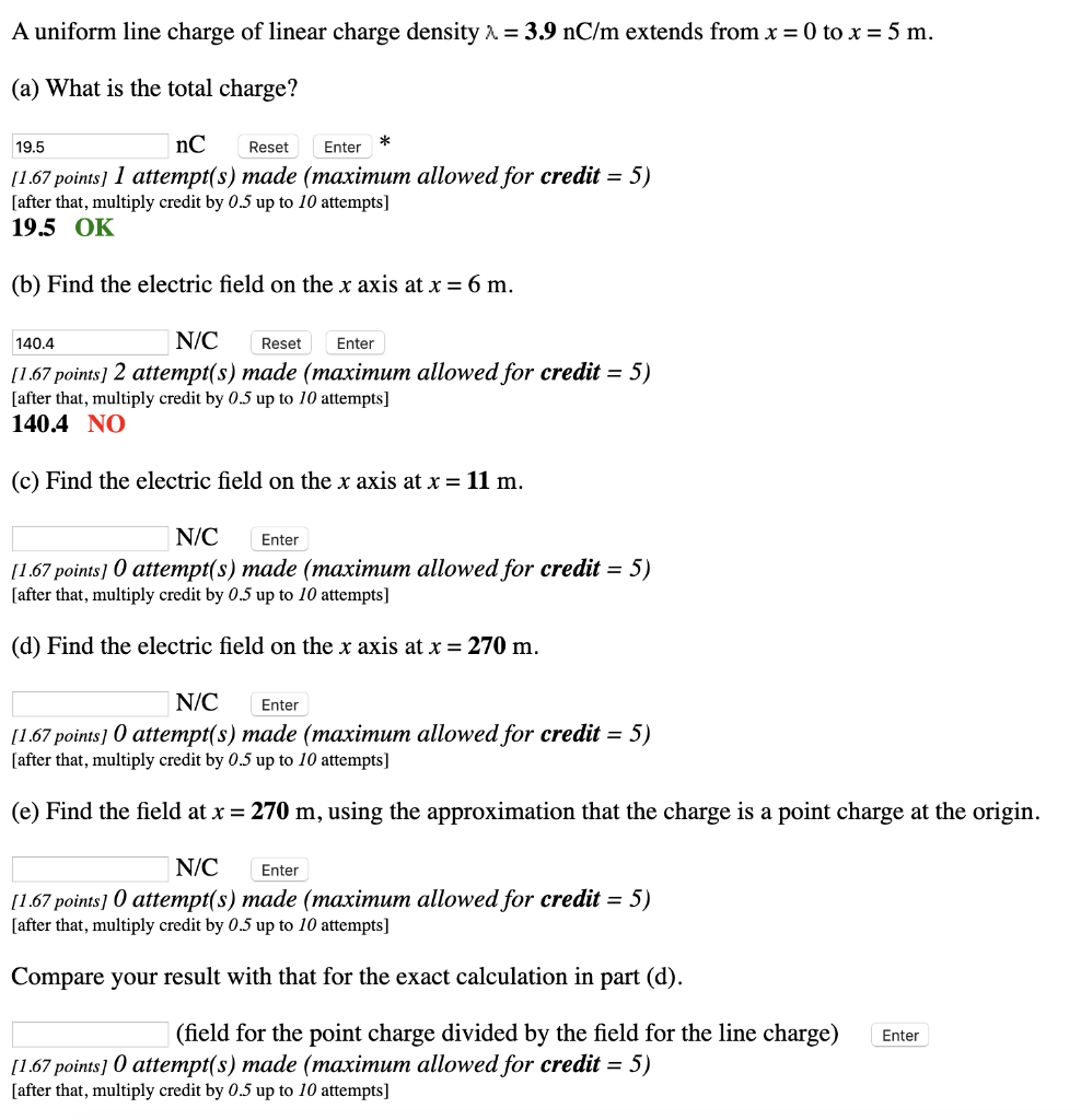 Solved A uniform line charge of linear charge density A = | Chegg.com