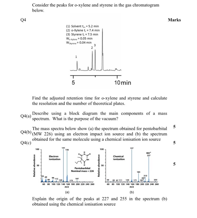 Consider the peaks for o-xylene and styrene in the | Chegg.com