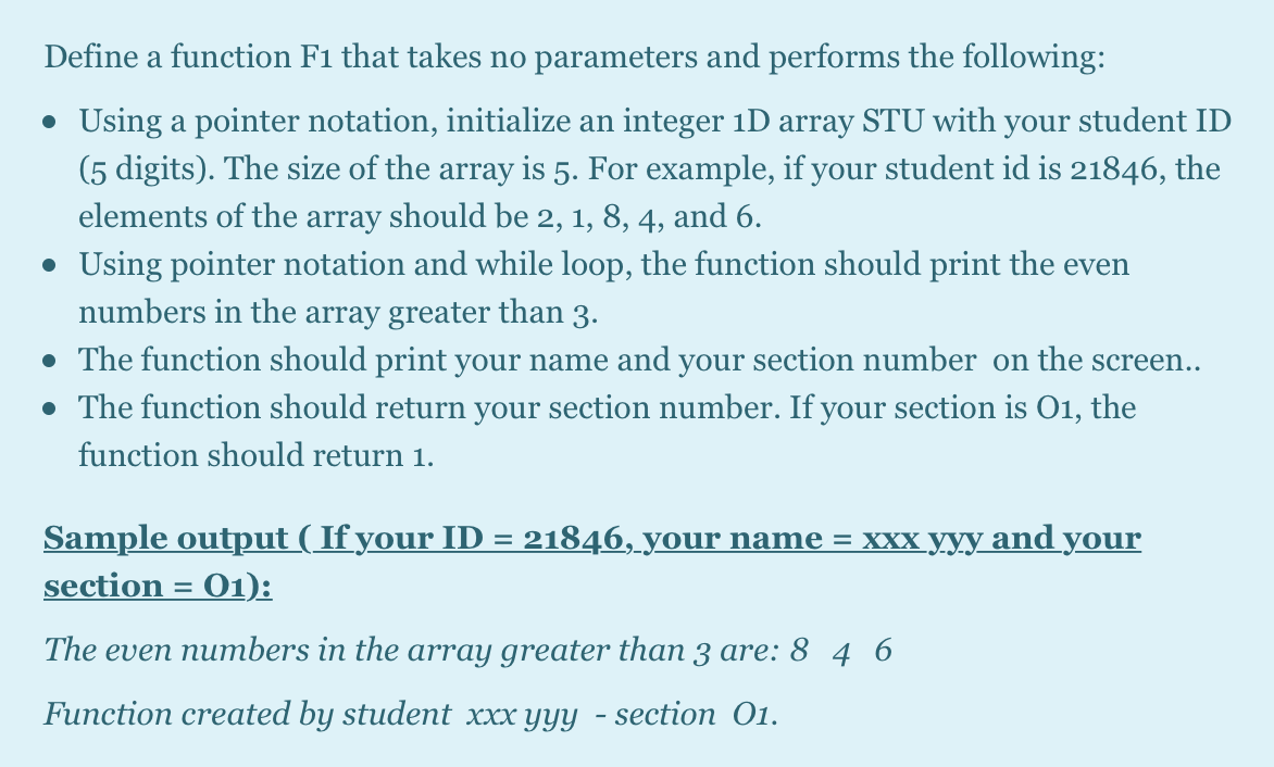 Solved Define a function F1 that takes no parameters and | Chegg.com