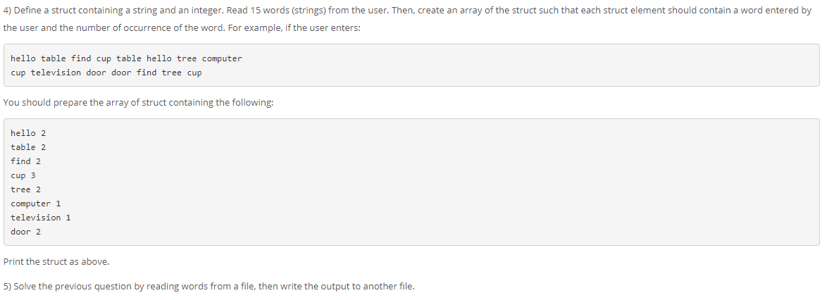 Solved 4 Define A Struct Containing A String And An 9418