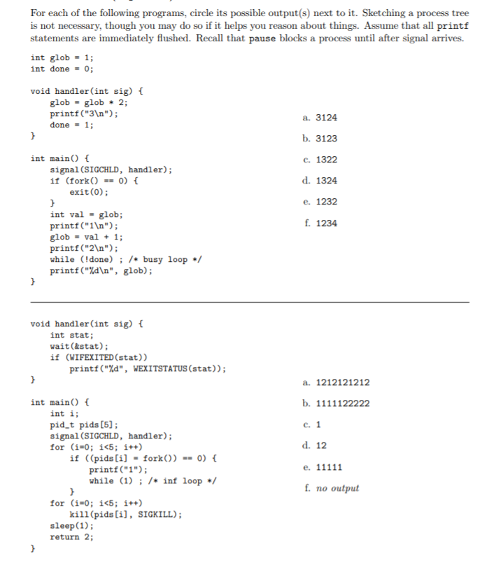 Solved For each of the following programs, circle its | Chegg.com