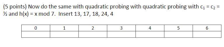 Solved (5 points) Now do the same with quadratic probing | Chegg.com