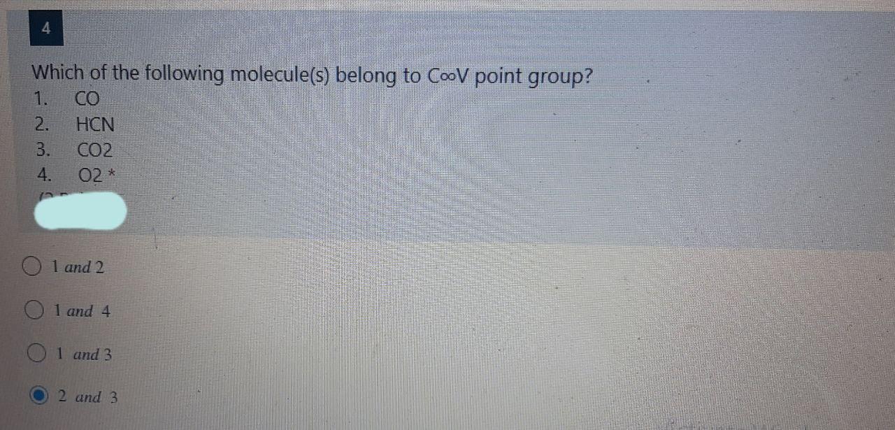 Solved Which of the following molecule(s) belong to CooV | Chegg.com