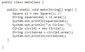 Solved Use abstracts methods, interface to create and print | Chegg.com