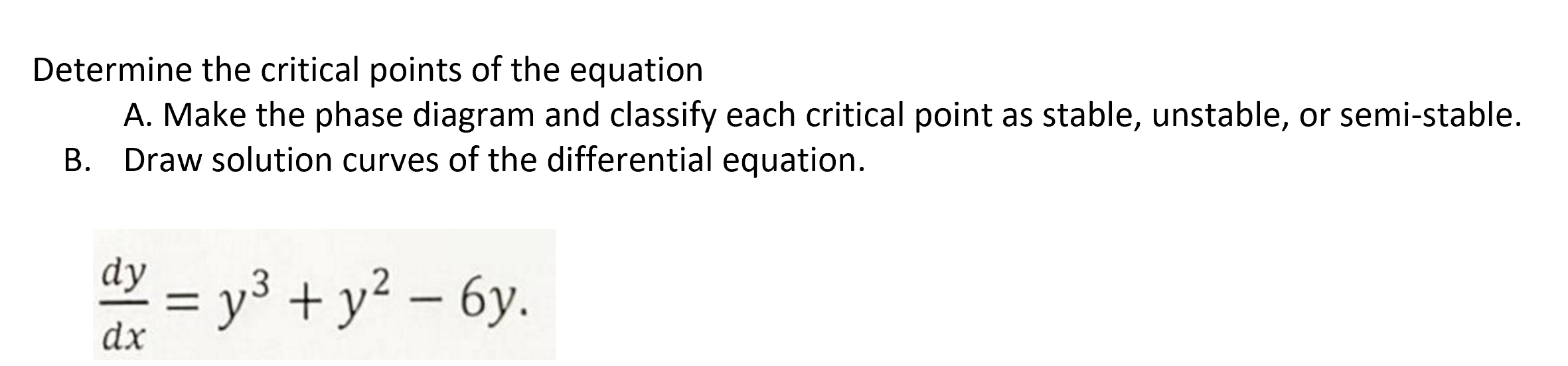 Solved Determine the critical points of the equation A. Make | Chegg.com