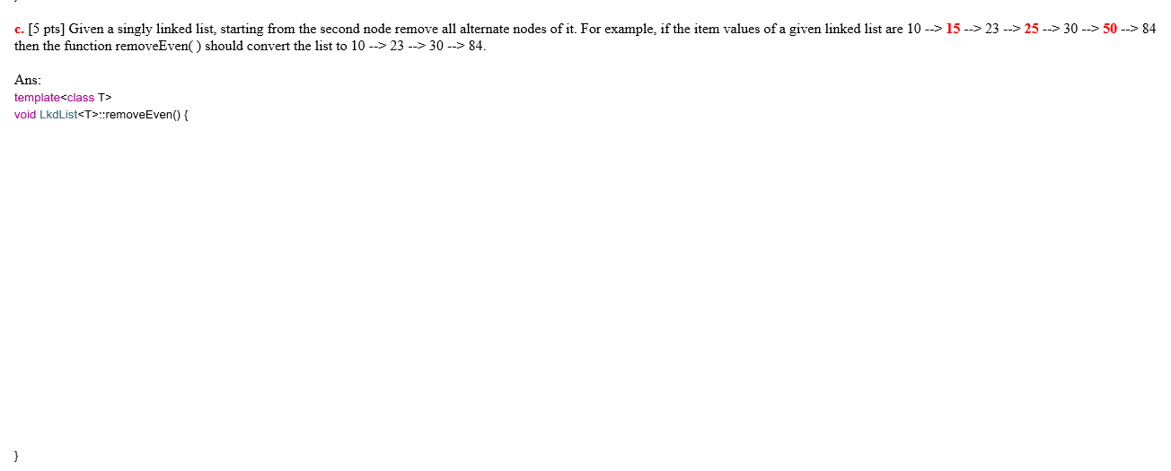 Solved b- f. Singly linked node and linked list class | Chegg.com