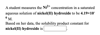 Solved A student measures the Ni2+ concentration in a | Chegg.com