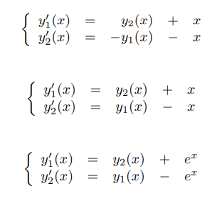 Solved {y1′(x)=y2(x)+xy2′(x)=−y1(x)−x | Chegg.com