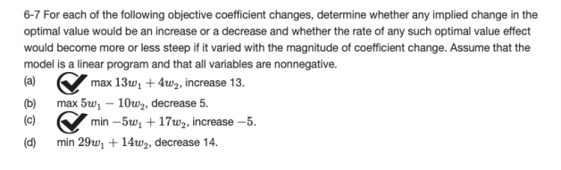 6 7 For Each Of The Following Objective Coefficient