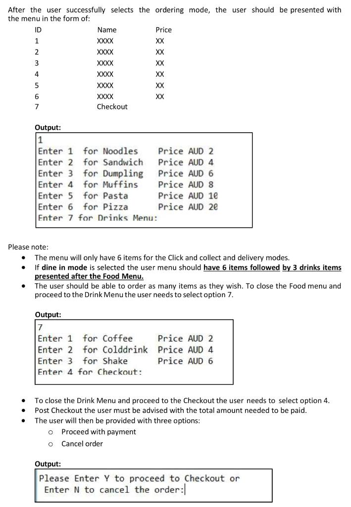 Write the Python code for the following restaurant | Chegg.com