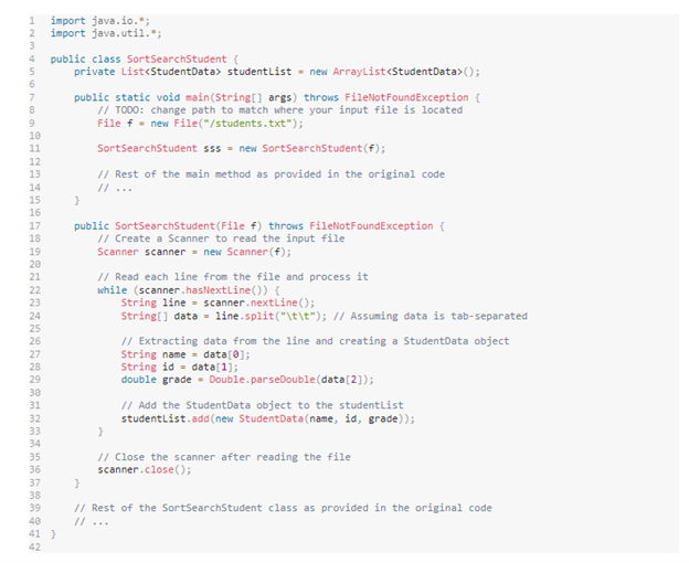 Solved // SortSearchStudent.java public | Chegg.com
