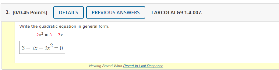 Solved Write the quadratic equation in general form. | Chegg.com