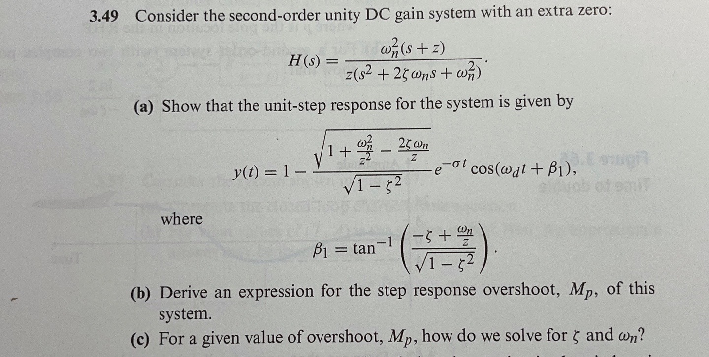 Solved 49 Consider the second-order unity DC gain system | Chegg.com