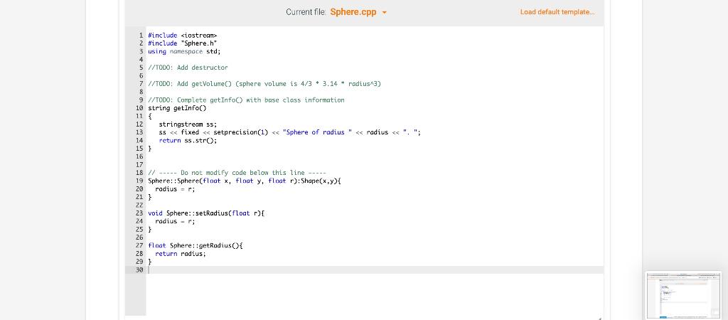 Solved Current file Sphere.cpp Load default template. fixed | Chegg.com