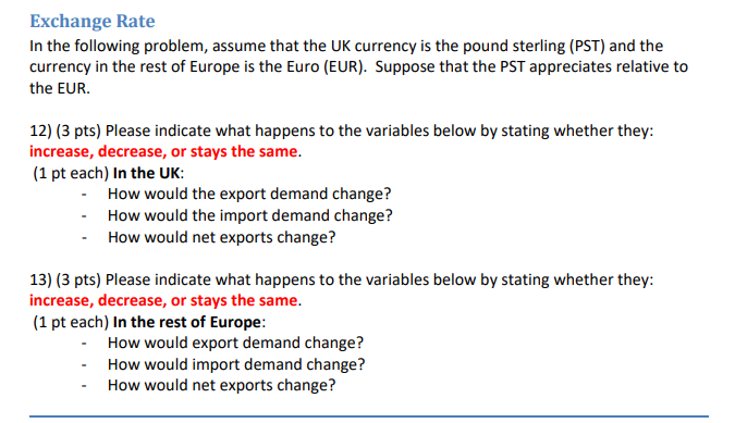 Solved Exchange Rate In the following problem, assume that | Chegg.com