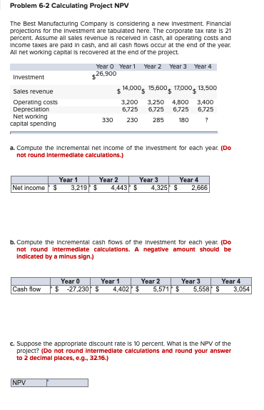 Solved Problem 6-2 Calculating Project NPV The Best | Chegg.com Solved Problem 6-2 Calculating Project NPV The Best | Chegg.com