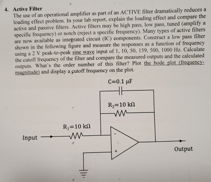 Solved Calculate the cutoff frequency of the filter and | Chegg.com