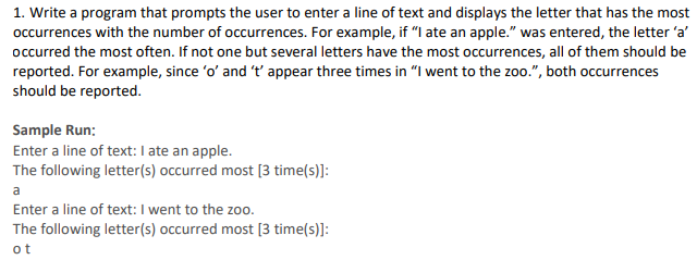 Solved 1. Write a program that prompts the user to enter a | Chegg.com