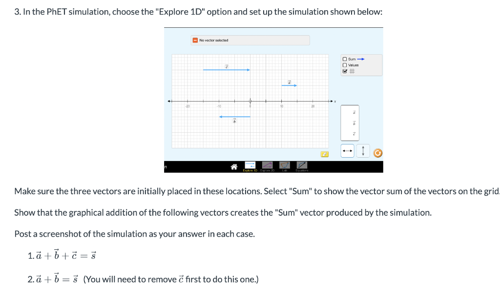 Solved 3. In the PhET simulation, choose the "Explore 1D" | Chegg.com