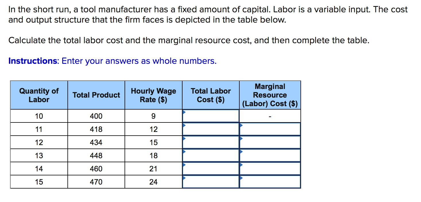 Solved In the short run, a tool manufacturer has a fixed | Chegg.com