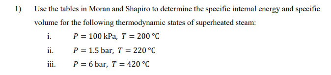 Solved Use the tables in Moran and Shapiro to determine the | Chegg.com