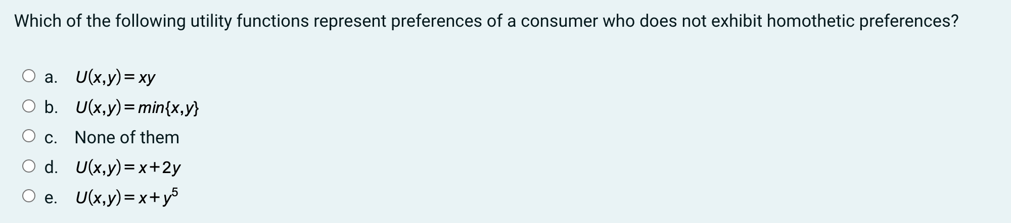 Solved Which of the following utility functions represent | Chegg.com